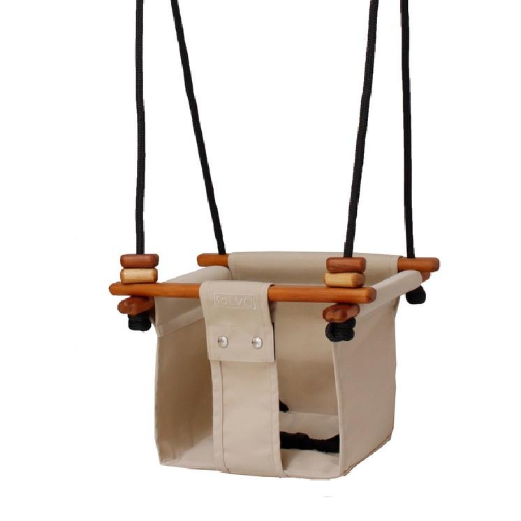 Balançoire pour bébé en bois et tissu Beige - Solvej Swings - Soft Linen