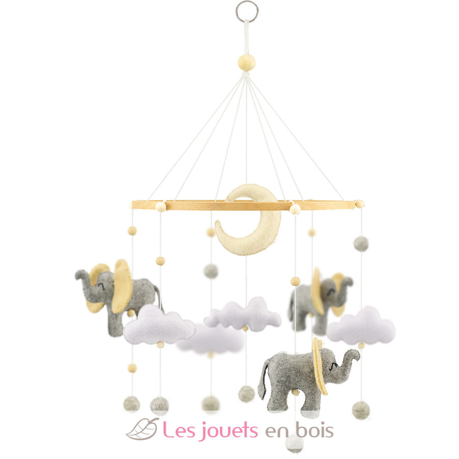Mobile Les éléphants - Mobile en bois et feutrine - Mobile décoratif ...
