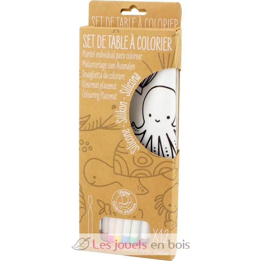 Set de table en silicone à colorier - Océan - Ulysse Couleurs d'Enfance