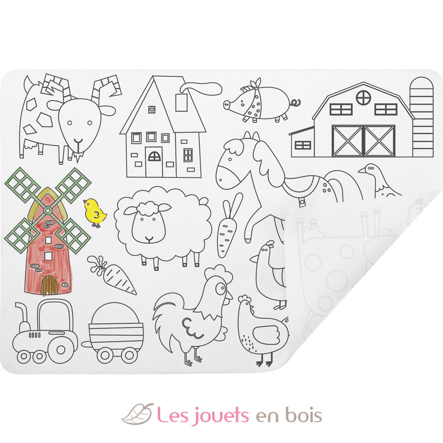 Set de table en silicone à colorier - Ferme - Ulysse Couleurs d'Enfance