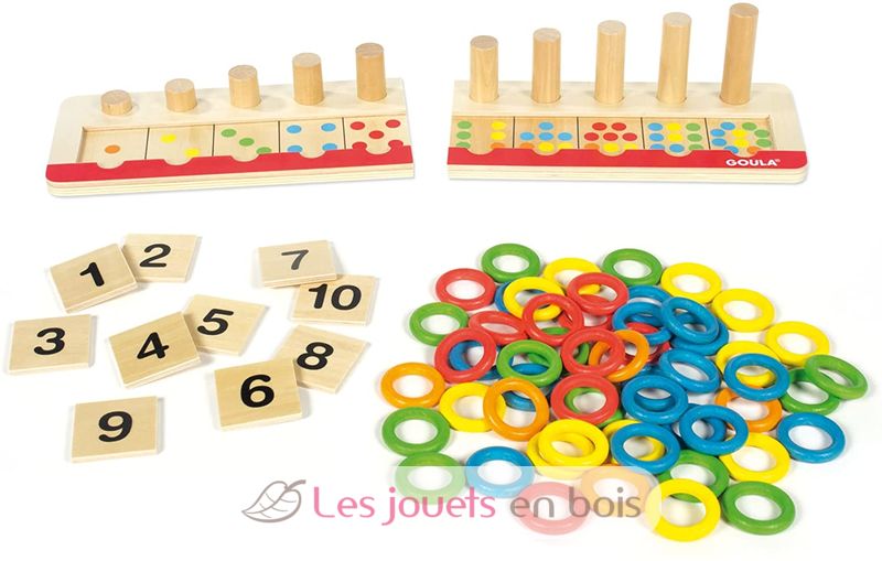 Anneaux Colorés Goula 55157 - Jouet en bois éducatif pour apprendre à compter