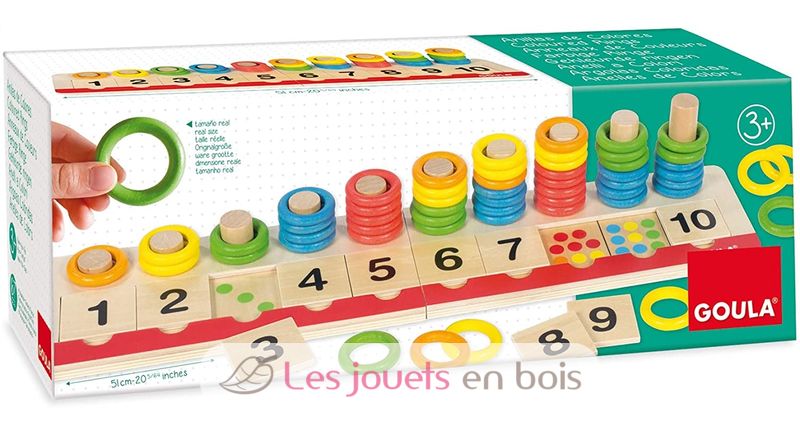 Anneaux Colorés Goula 55157 - Jouet en bois éducatif pour apprendre à compter