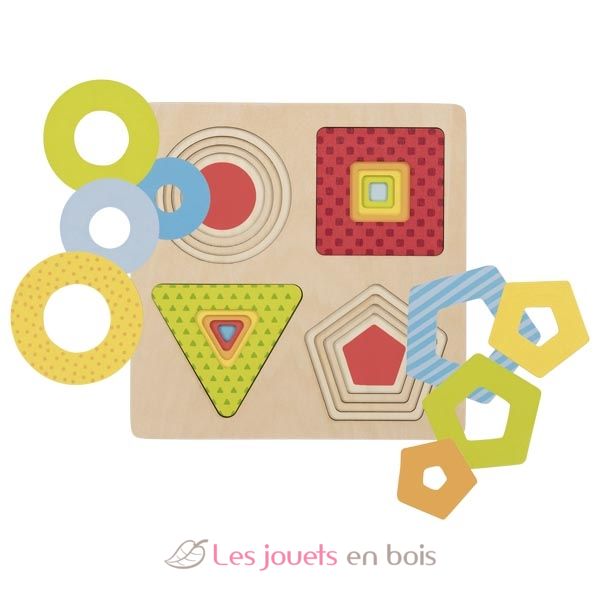 Puzzle à formes - Goki - Jouets 1er âge en Bois massif. De 2 à 4 ans