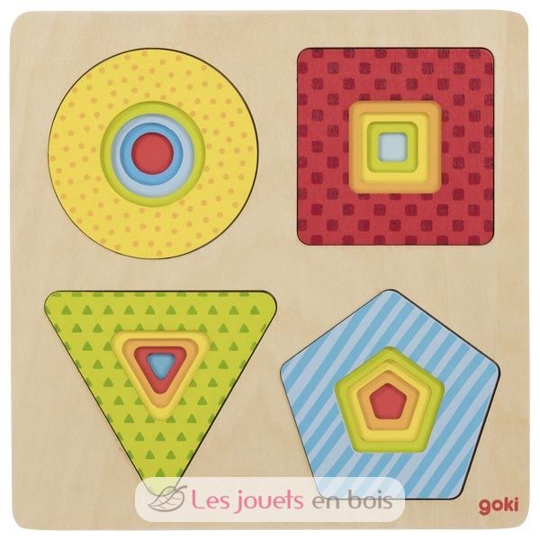Puzzle à formes - Goki - Jouets 1er âge en Bois massif. De 2 à 4 ans